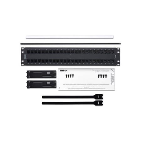 Belden CAT6+ KEYCONNECT PATCH PANEL, COUPLER 48-PORT 2U BLACK, PRE-LOADED AX104228 | Zoro